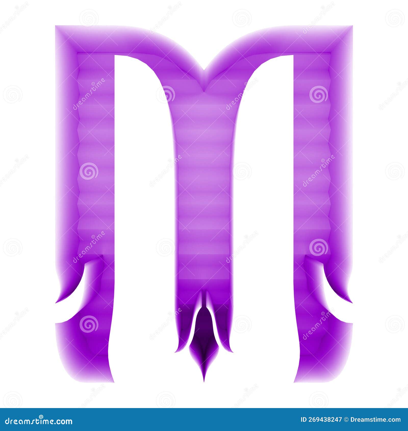 3D Rendered Illustration.Indented Decorative Letter.Custom Art Font ...