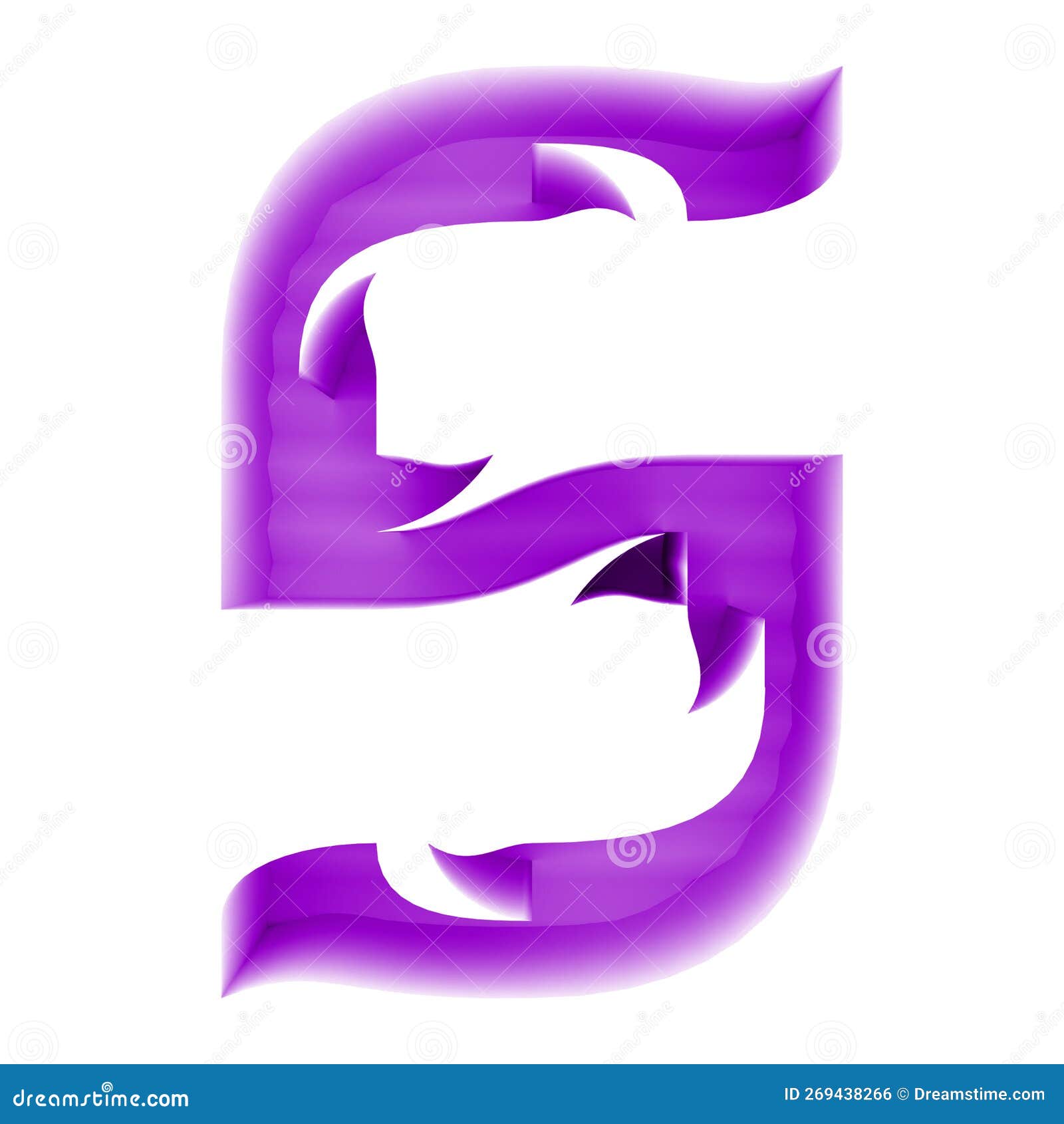 3D Rendered Illustration.Indented Decorative Letter.Custom Art Font ...