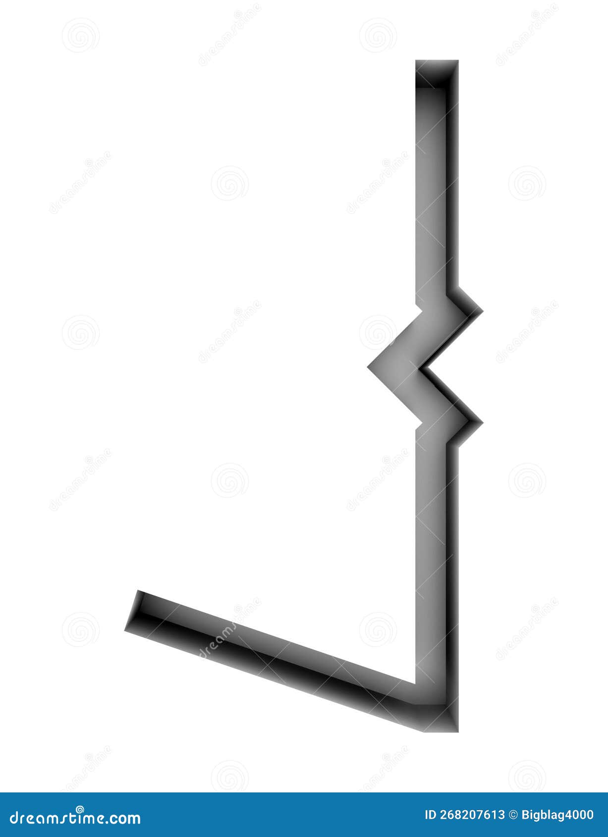 3D Rendered Illustration.Indented Letter Isolated on White Background ...