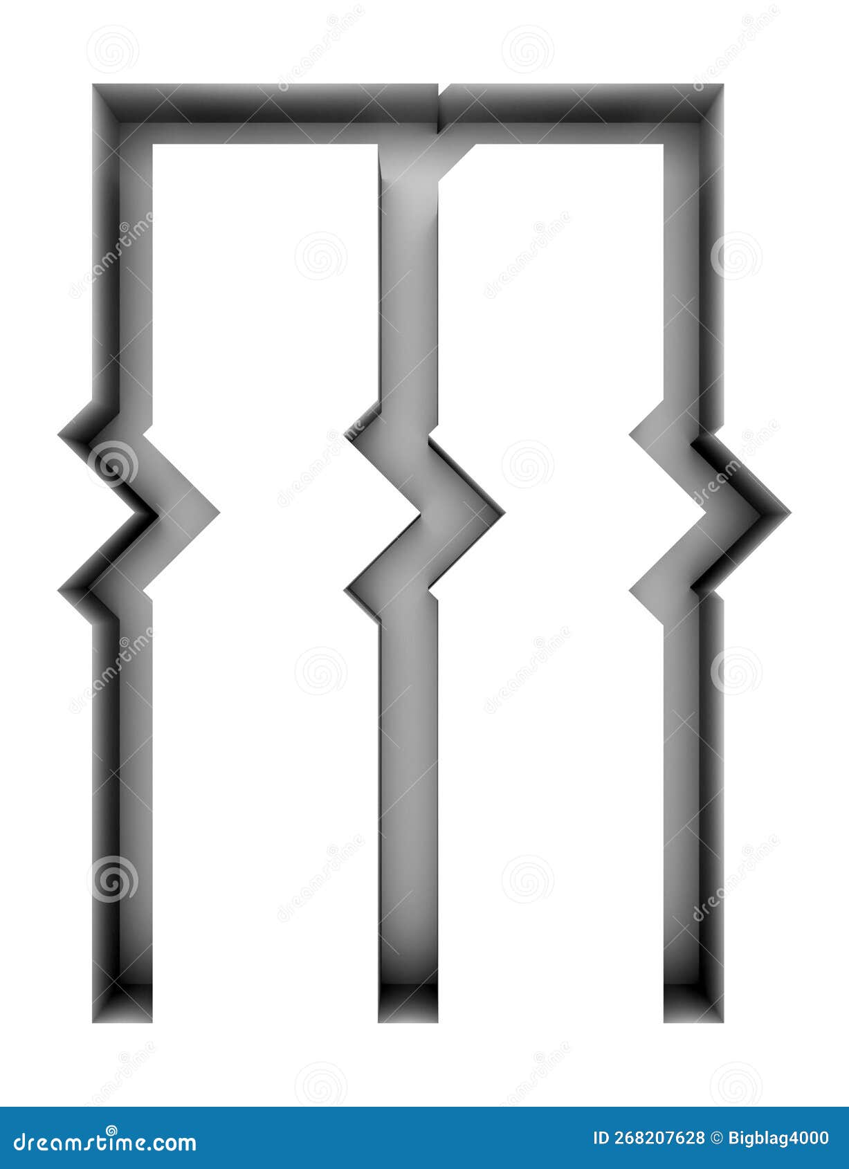 3D Rendered Illustration.Indented Letter Isolated on White Background ...