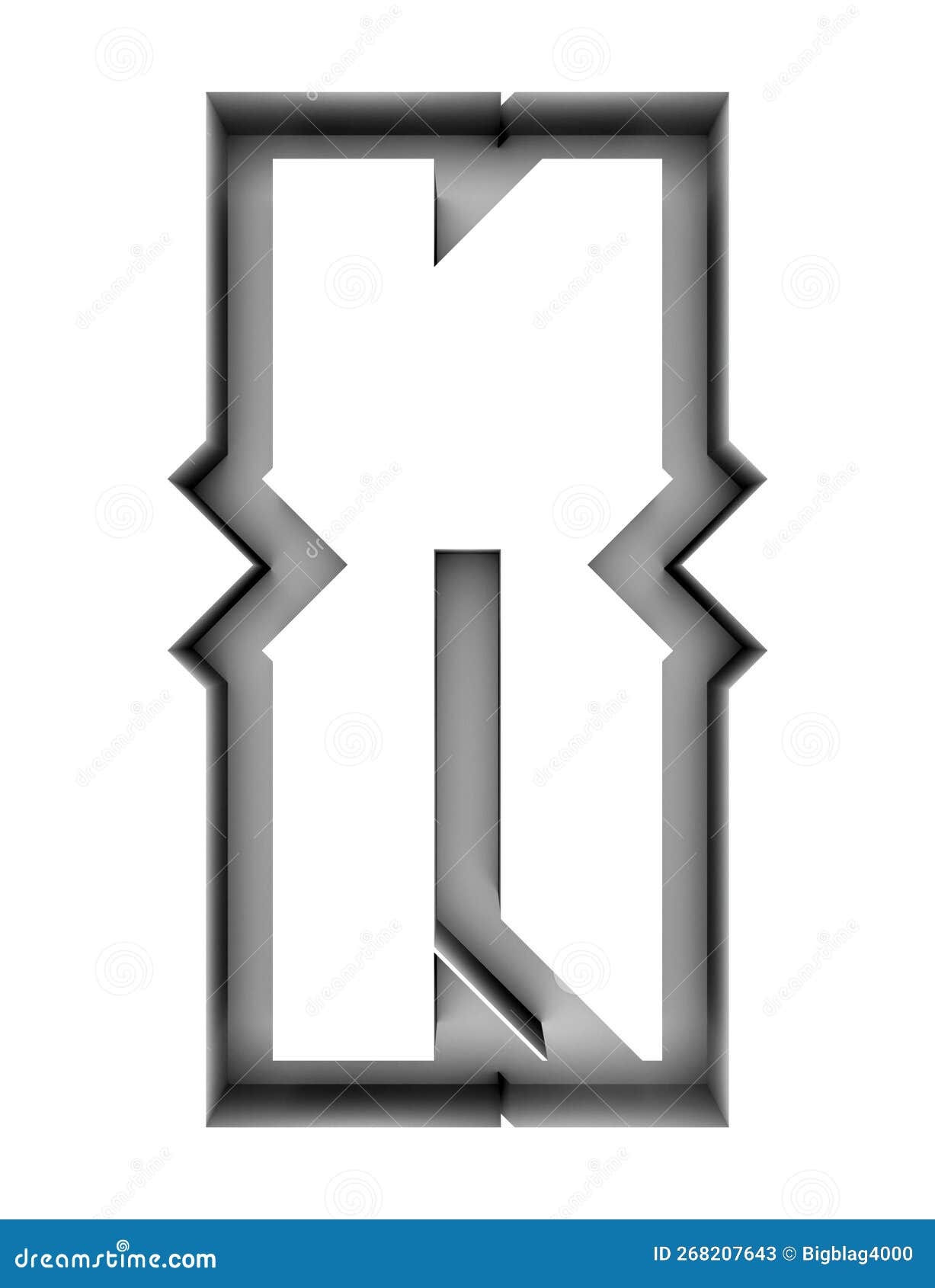 3D Rendered Illustration.Indented Letter Isolated on White Background ...