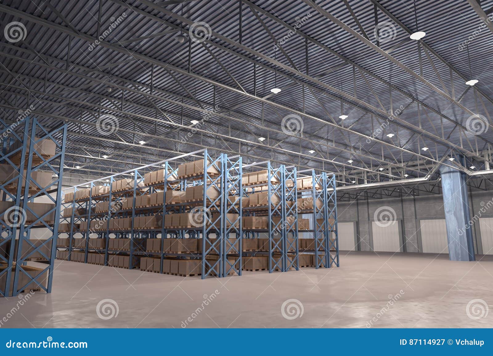 3D Rendered Illustration of Interior of Distribution Warehouse Stock ...