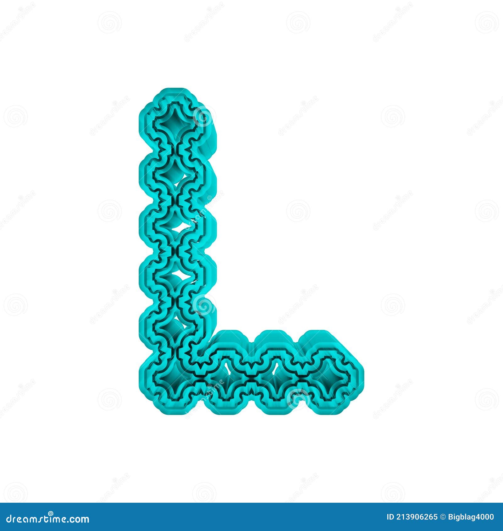 3D Rendered Illustration.Lacy Style Ornamental Letter Isolated on White ...