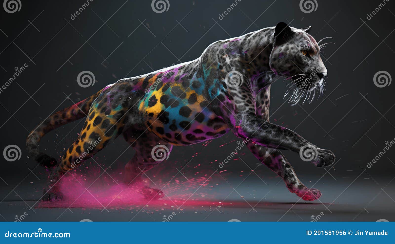 3d Rendered Illustration of a Leopard in a Paint Splatter Stock ...