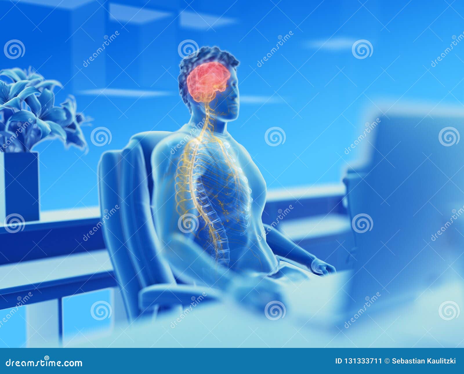 Visible Brain And Nerves Royalty-Free Cartoon | CartoonDealer.com #34776317