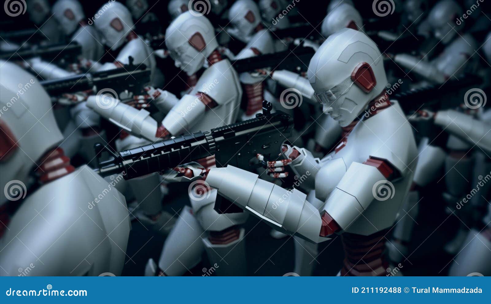 3d Rendered Illustration of Modern Cyber Robots Army Artificial ...