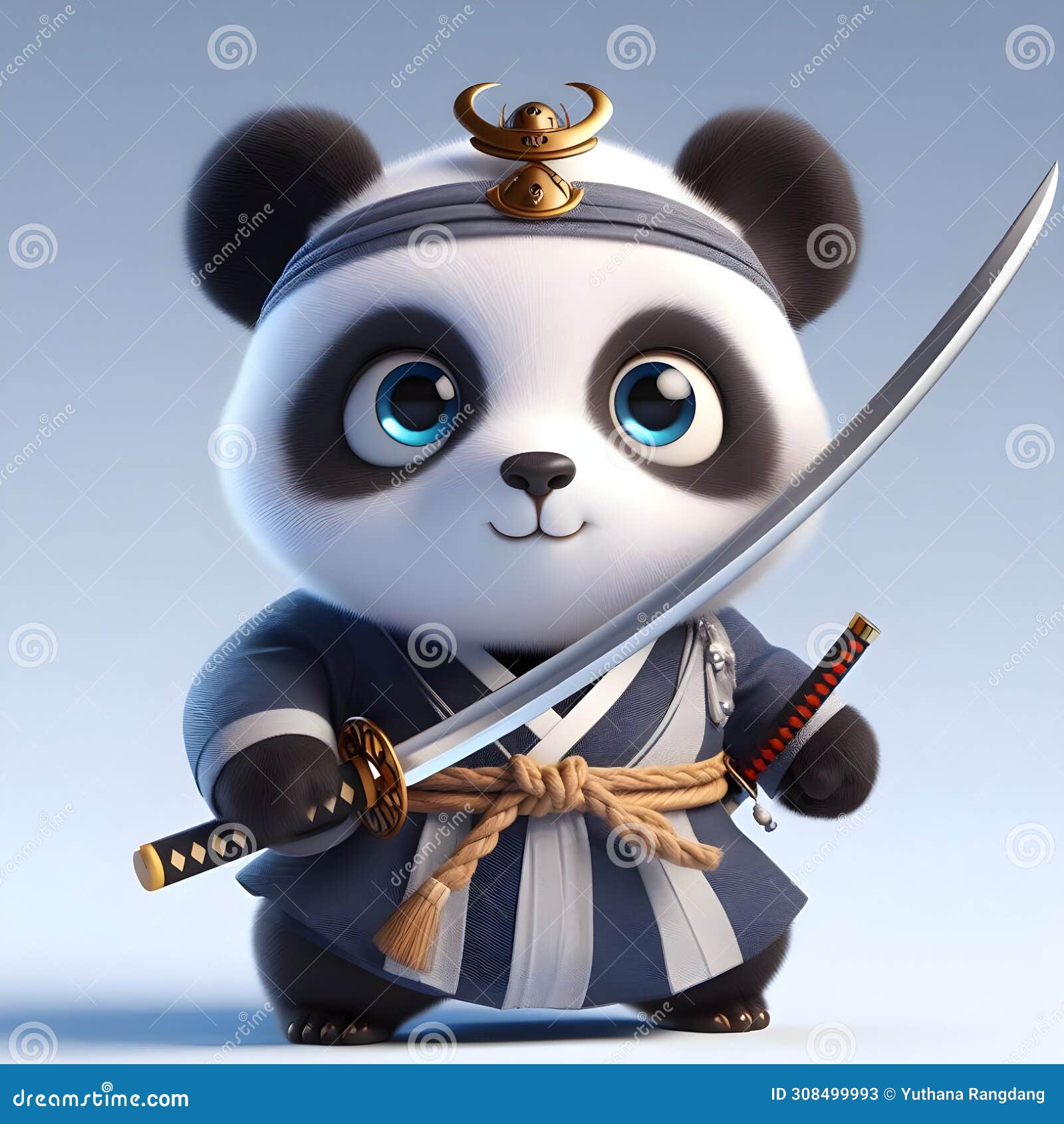 3d Rendered Illustration of a Panda Samurai with a Sword in His Hand ...