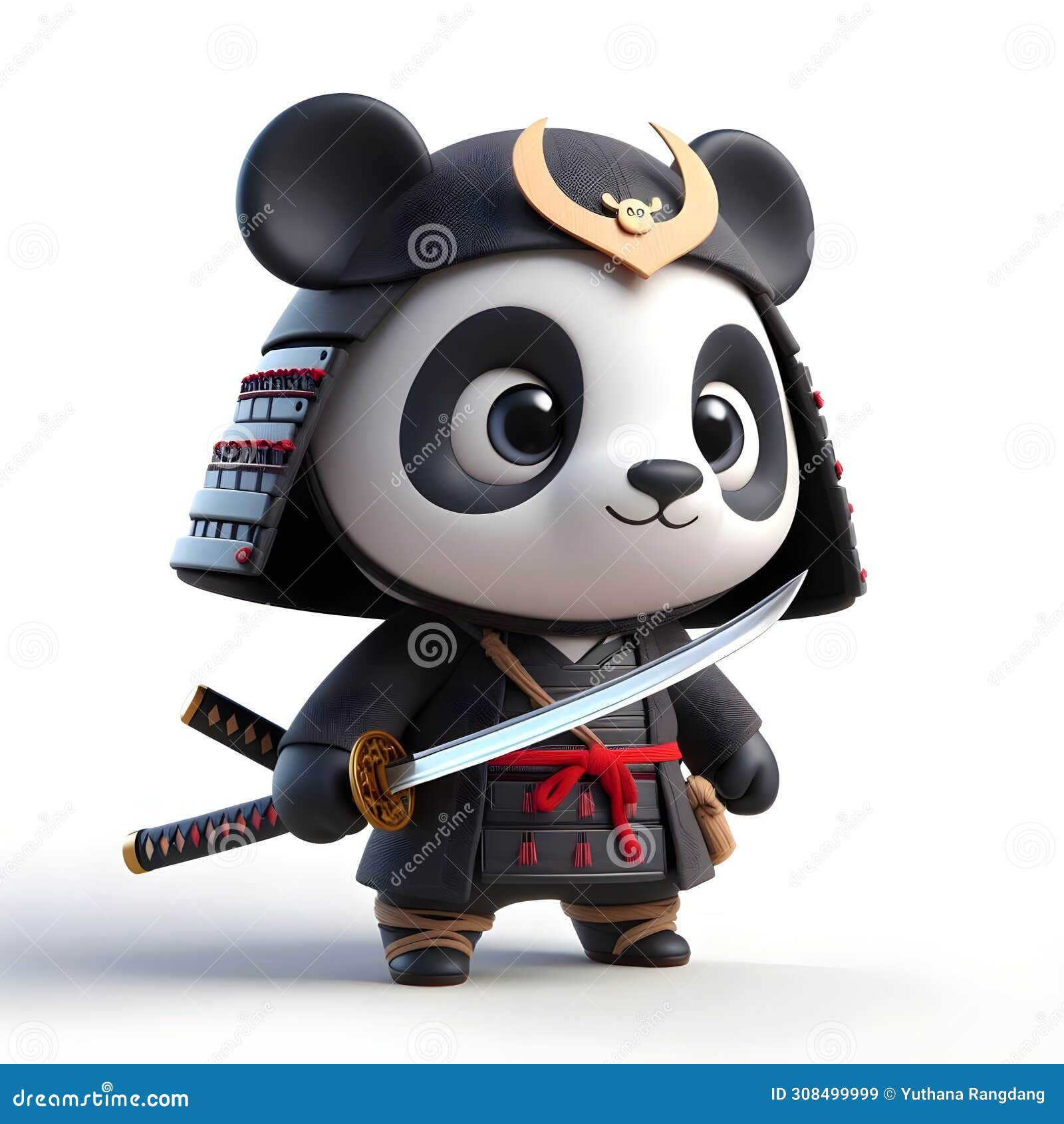 3d Rendered Illustration of a Panda Samurai with a Sword in His Hand ...