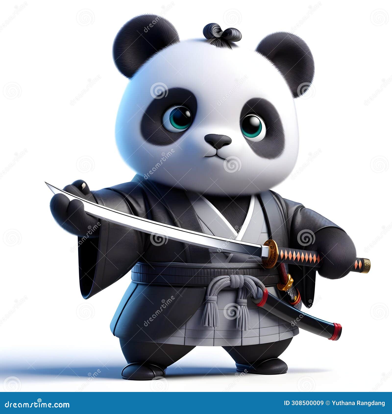 3d Rendered Illustration of a Panda Samurai with a Sword in His Hand ...