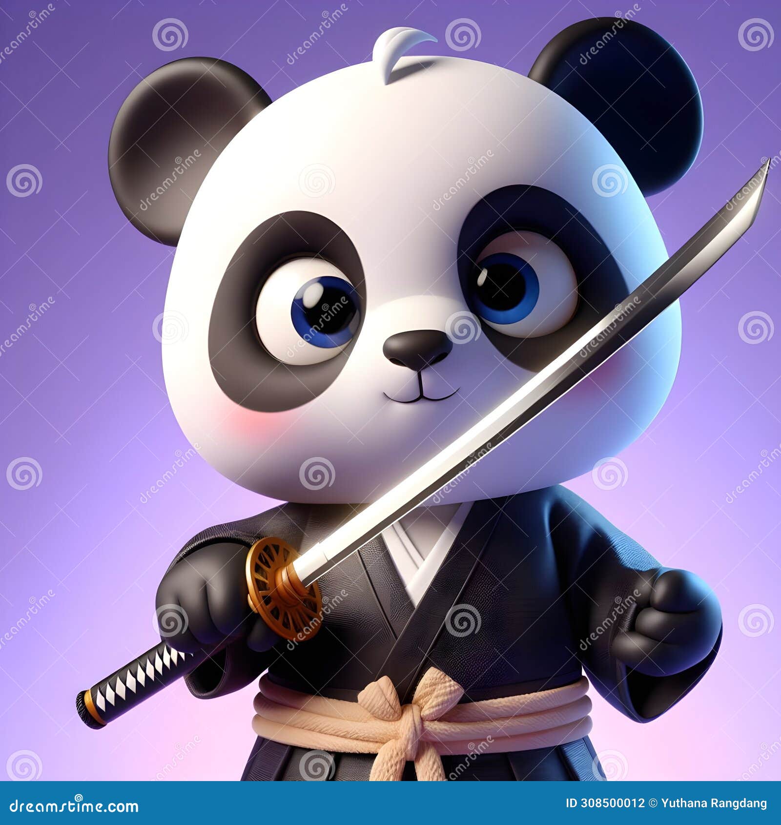 3d Rendered Illustration of a Panda Samurai with a Sword in His Hand ...