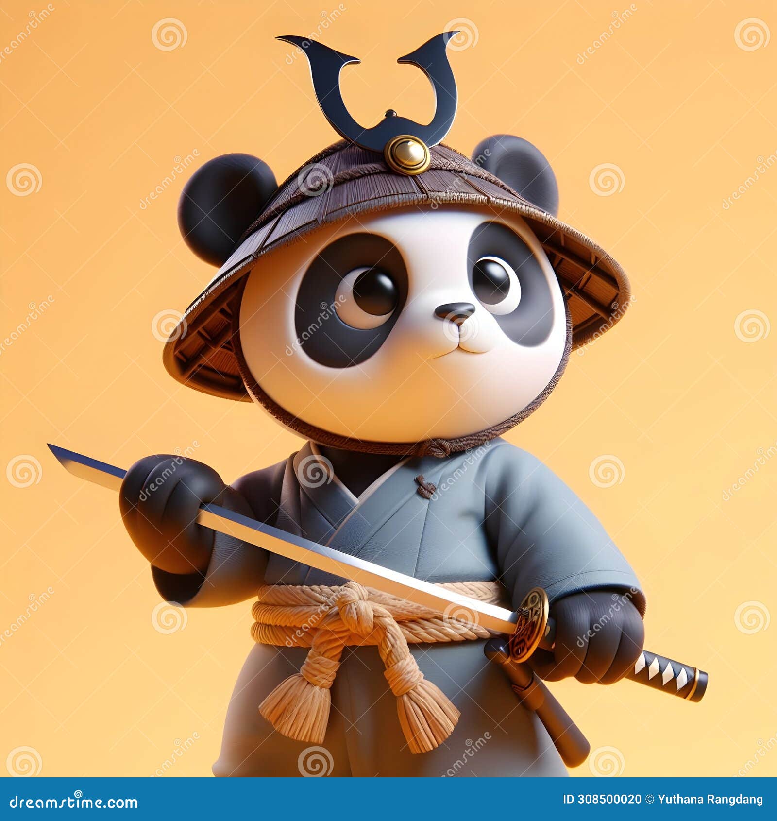 3d Rendered Illustration of a Panda Samurai with a Sword in His Hand ...