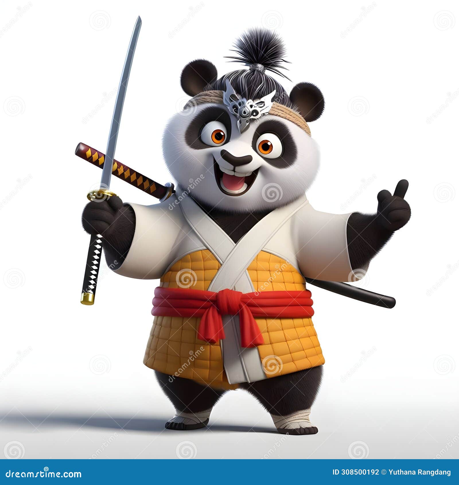3d Rendered Illustration of a Panda Samurai with a Sword in His Hand ...