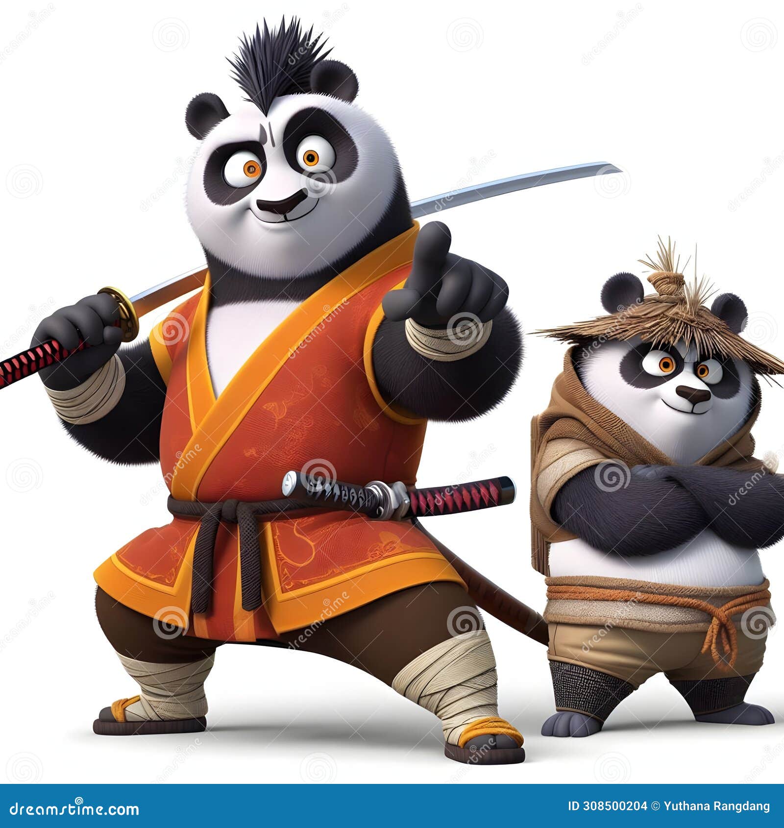 3d Rendered Illustration of a Panda Samurai with a Sword in His Hand ...