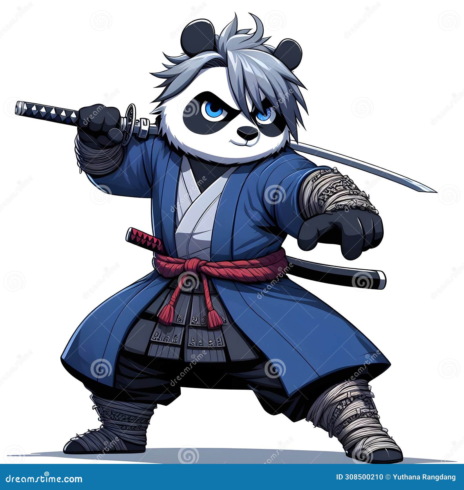 3d Rendered Illustration of a Panda Samurai with a Sword in His Hand ...