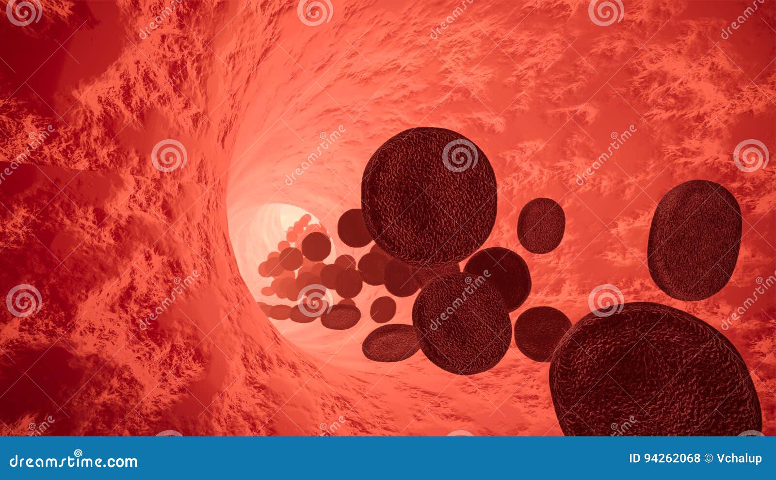 3D Rendered Illustration of Red Blood Cells in Human Artery Stock ...