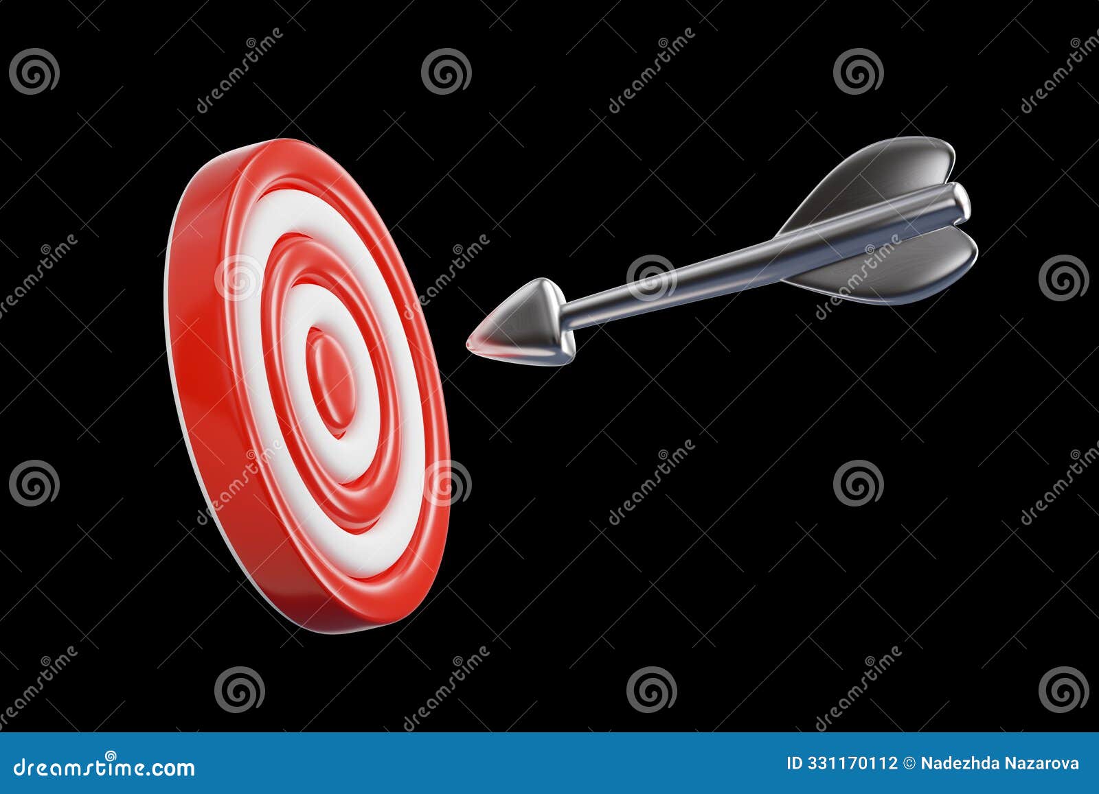 3d Rendered Illustration of Red Round Shaped Target with Silver Arrow ...