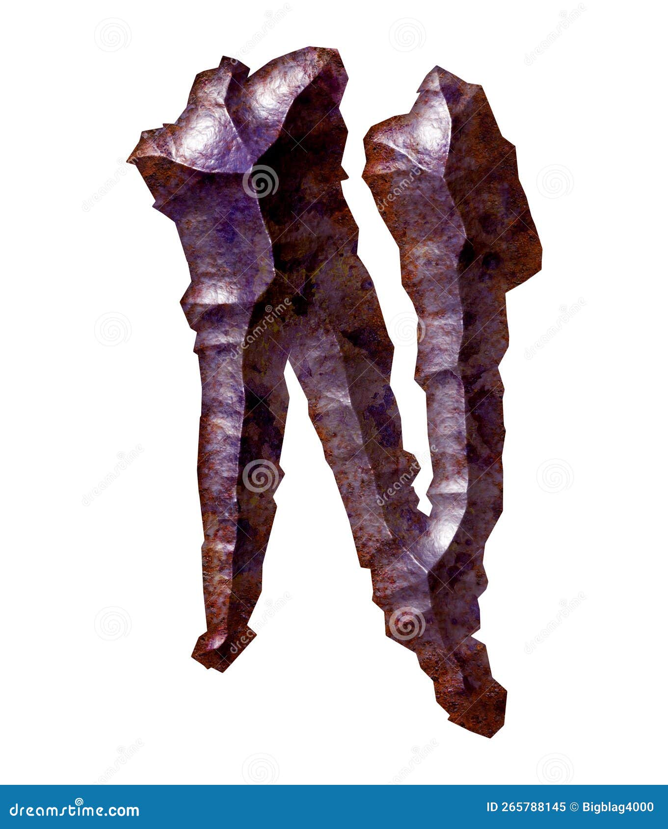 3D Rendered Illustration.Rough Beveled Letter.Decorative Rusty Font ...