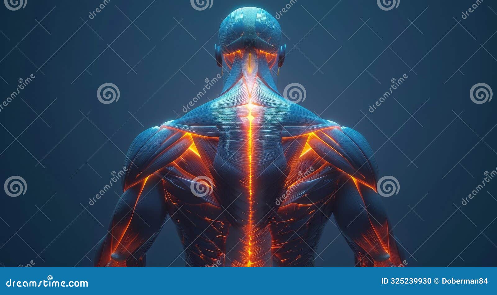3D Rendered Illustration of the Back Muscles of a Human Body with ...