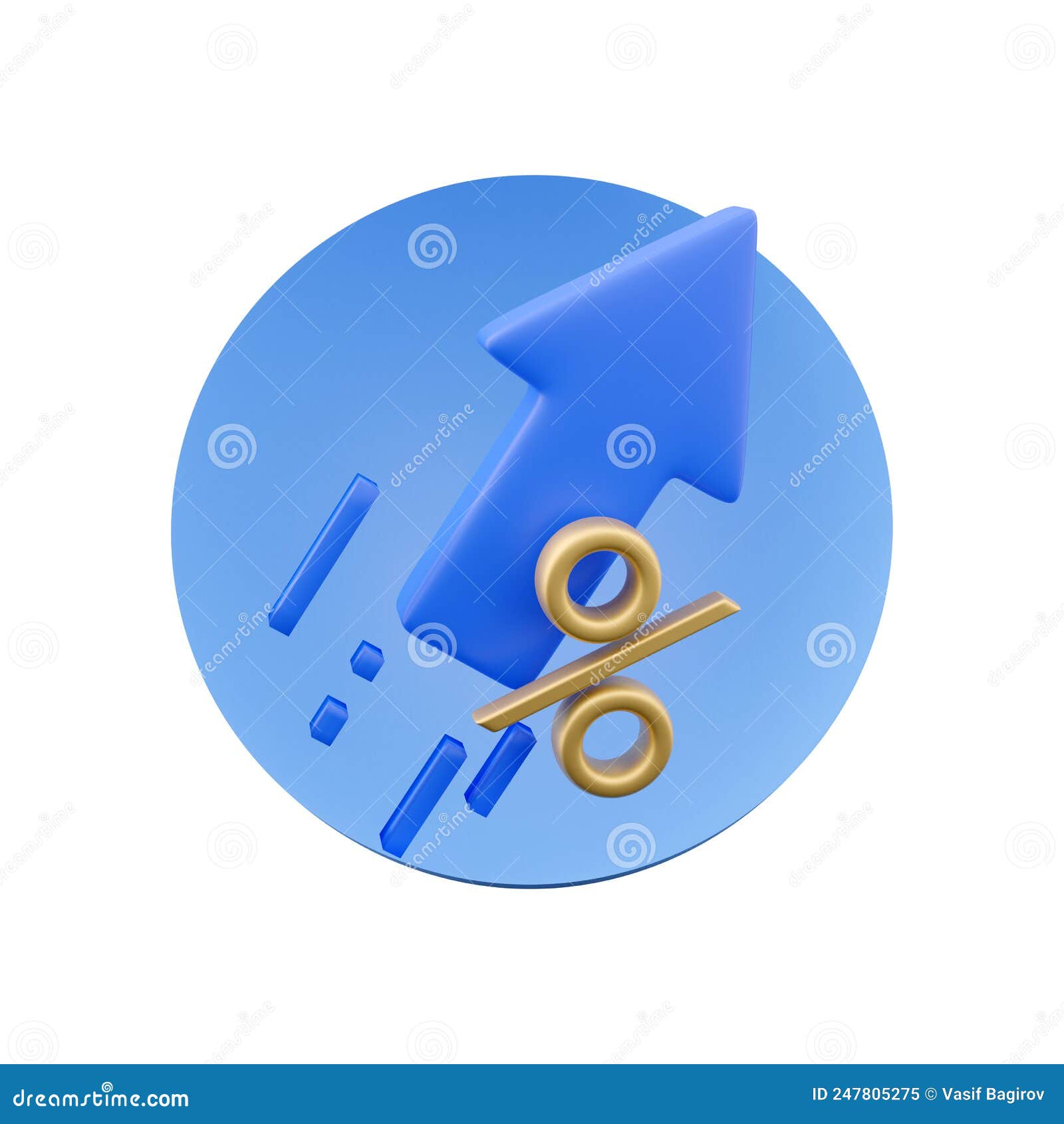 3D Rendered Illustration Showing a Arrow and Interest Icon in Blue ...