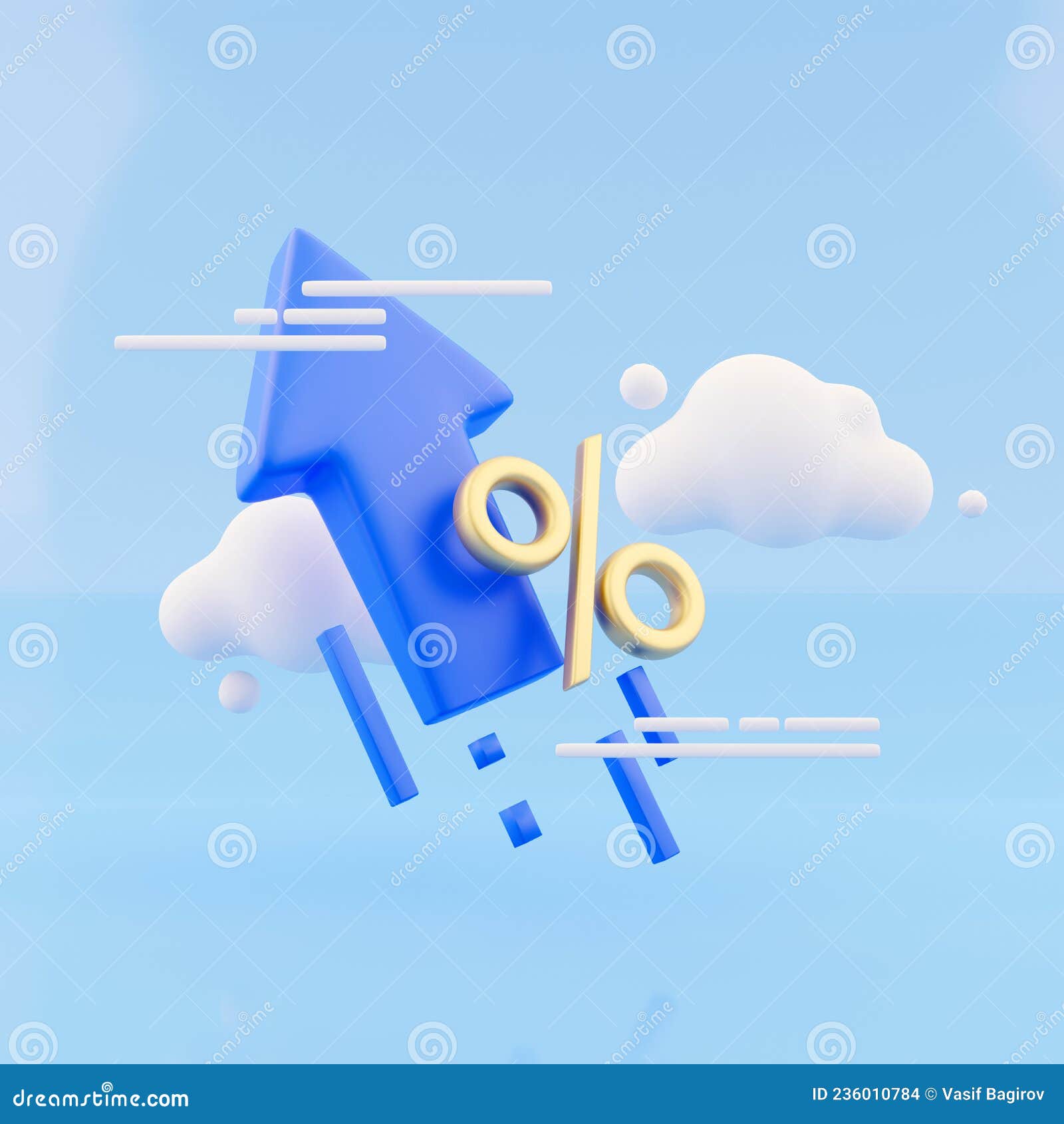 3D Rendered Illustration Showing a Arrow in Interest. 3D Render Arrow ...
