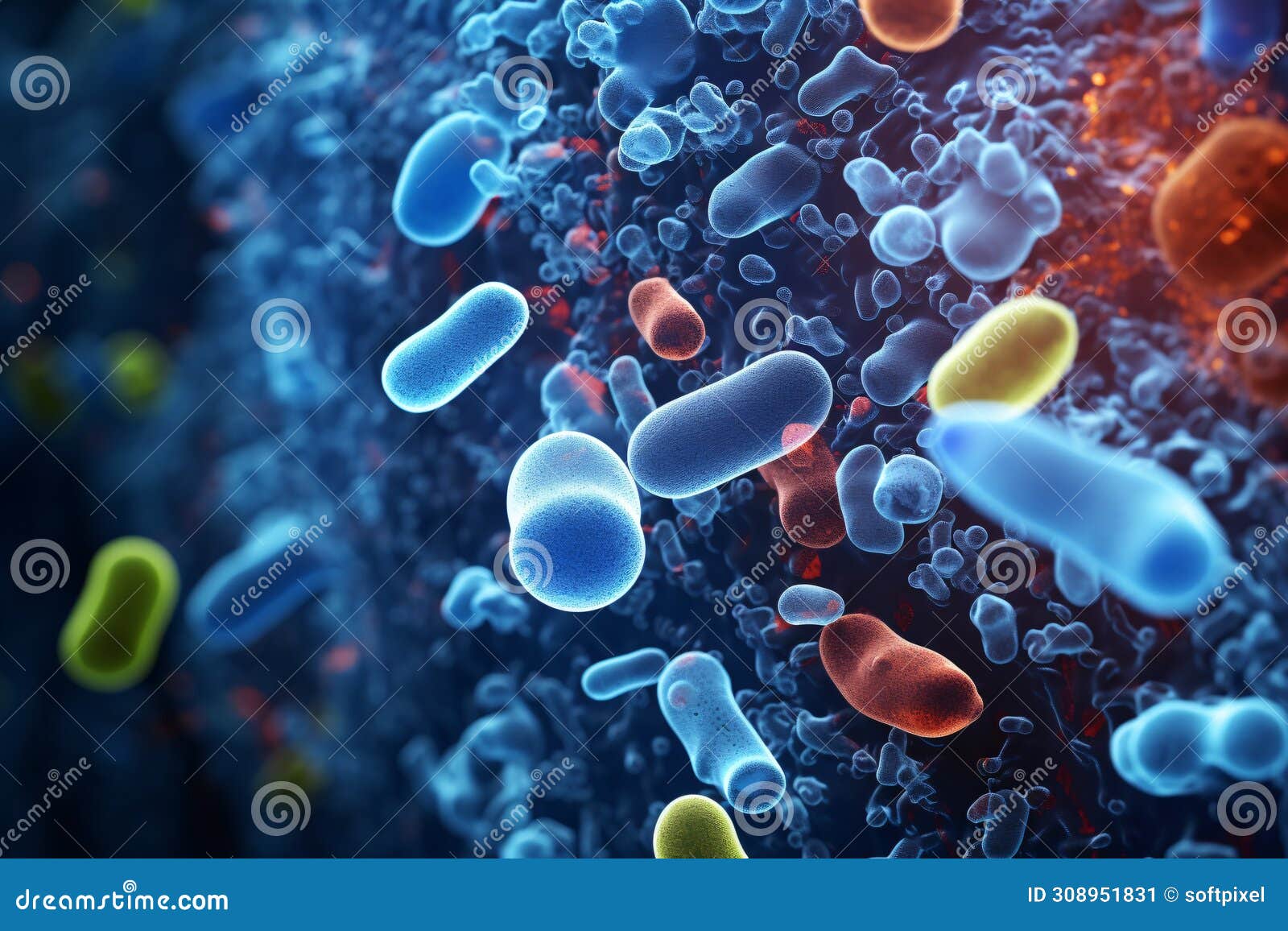 Microscopic View of Bacteria Colony Rendered Illustration Stock ...