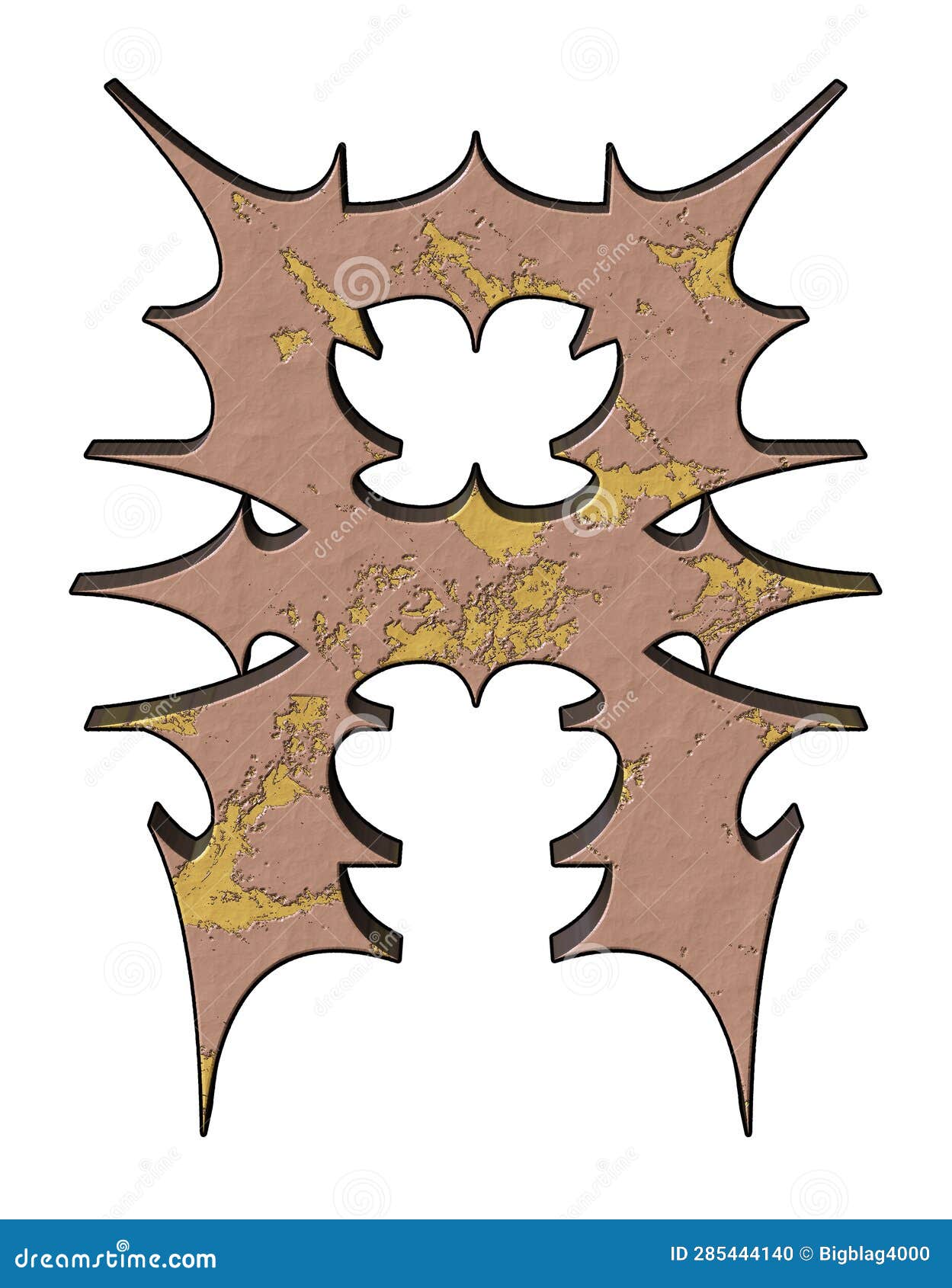 3D Rendered Illustration.Spiky Decorative Letter.Custom Art Font. Stock ...