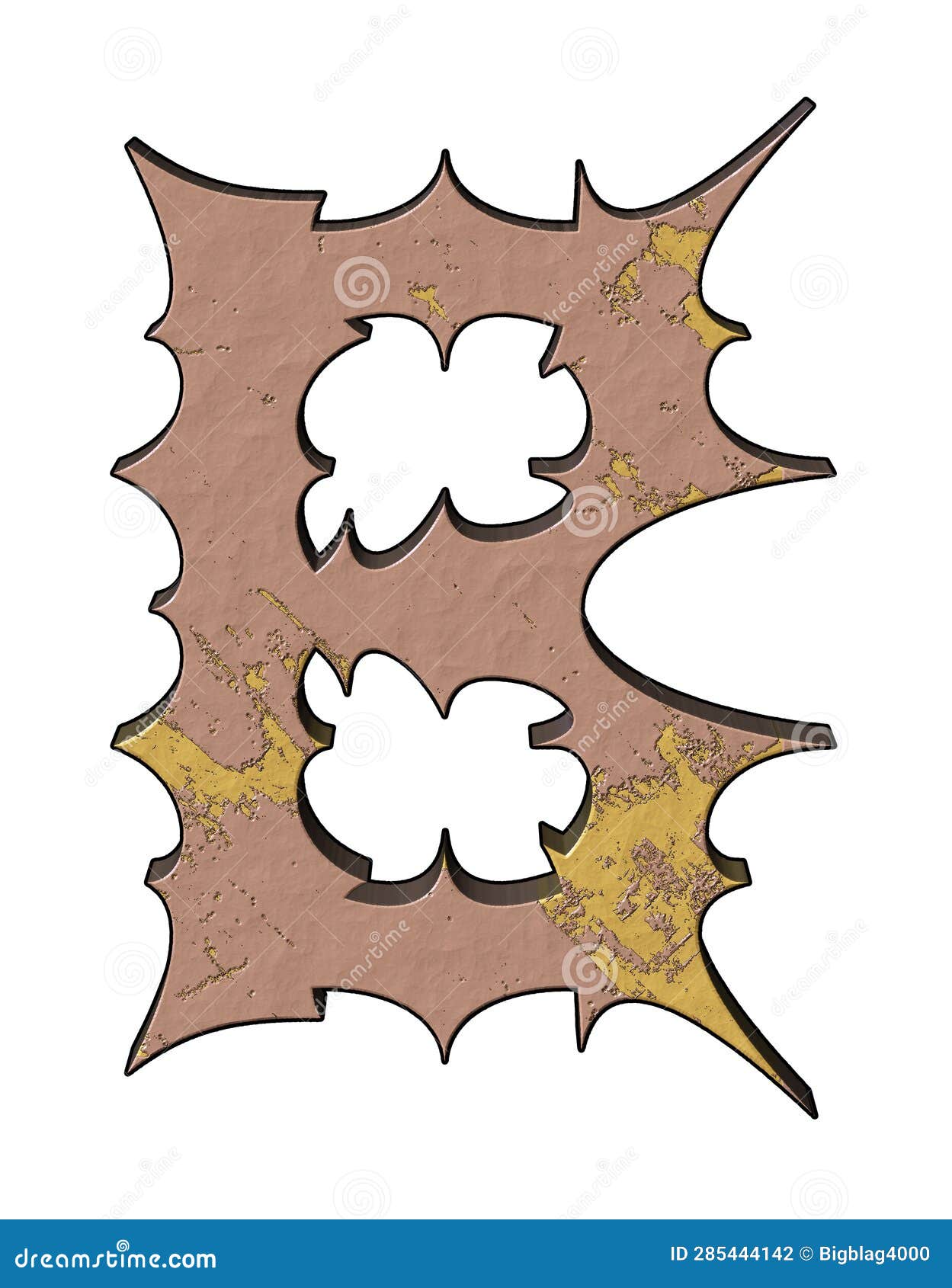 3D Rendered Illustration.Spiky Decorative Letter.Custom Art Font. Stock ...