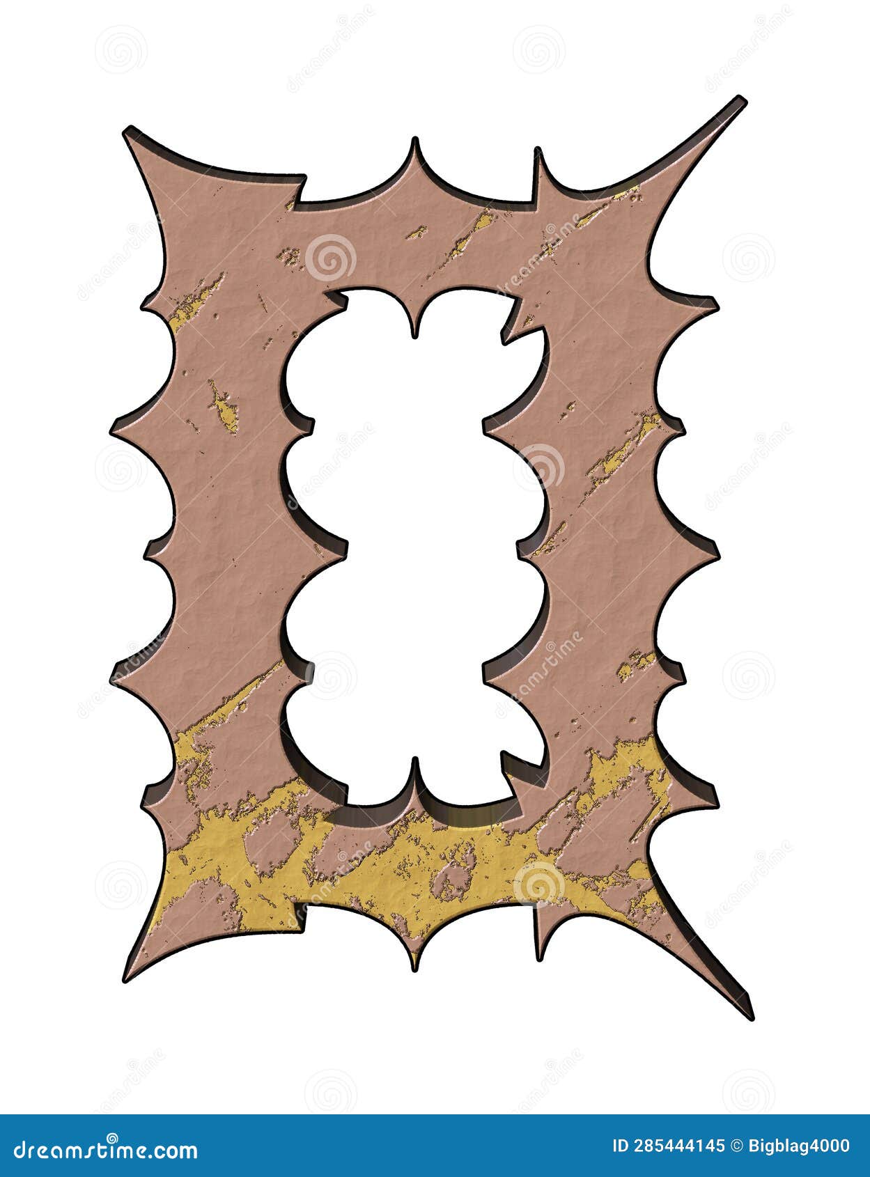 3D Rendered Illustration.Spiky Decorative Letter.Custom Art Font. Stock ...