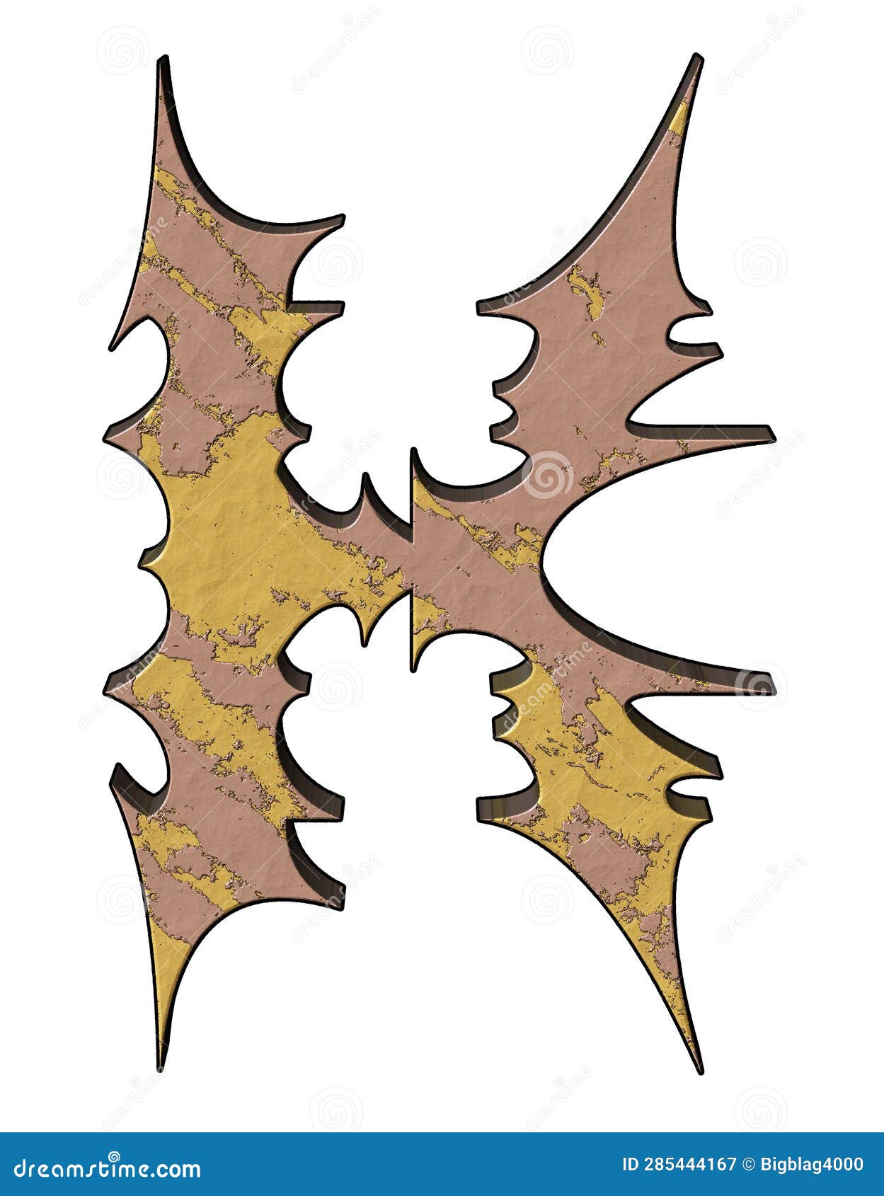 3D Rendered Illustration.Spiky Decorative Letter.Custom Art Font. Stock ...