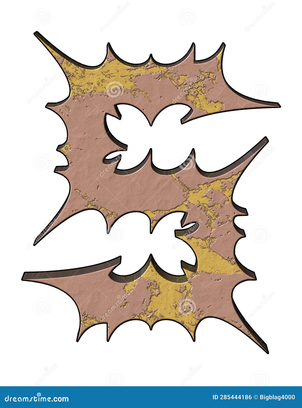 3D Rendered Illustration.Spiky Decorative Letter.Custom Art Font. Stock ...