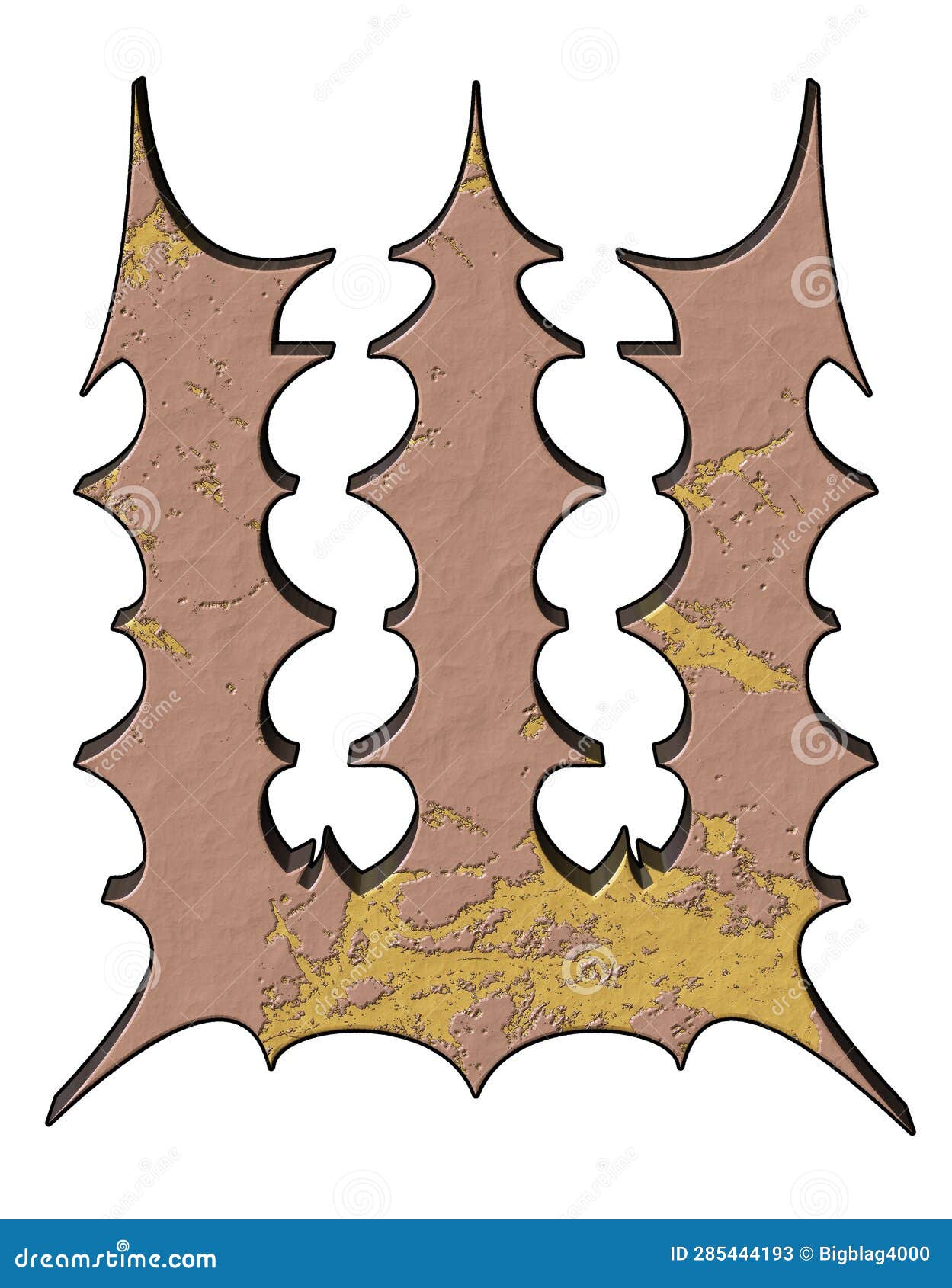 3D Rendered Illustration.Spiky Decorative Letter.Custom Art Font. Stock ...