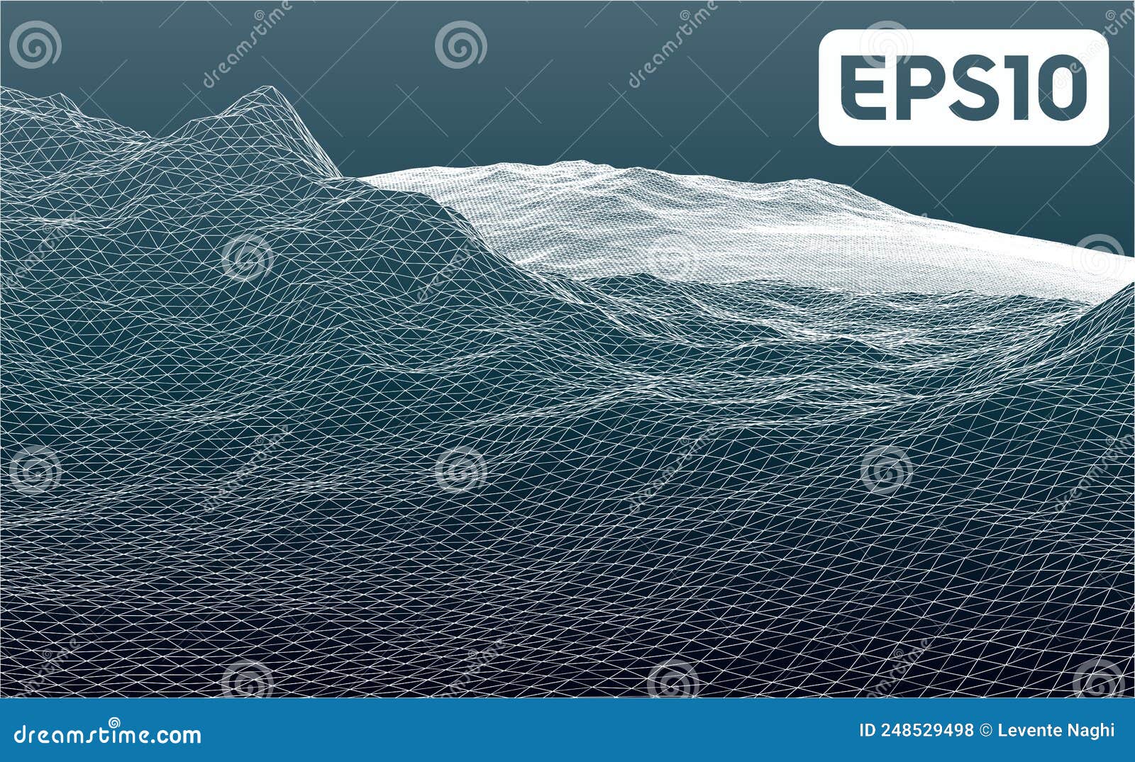 3D Rendered Illustration of Terrain Wireframe Mesh. Stock Vector ...