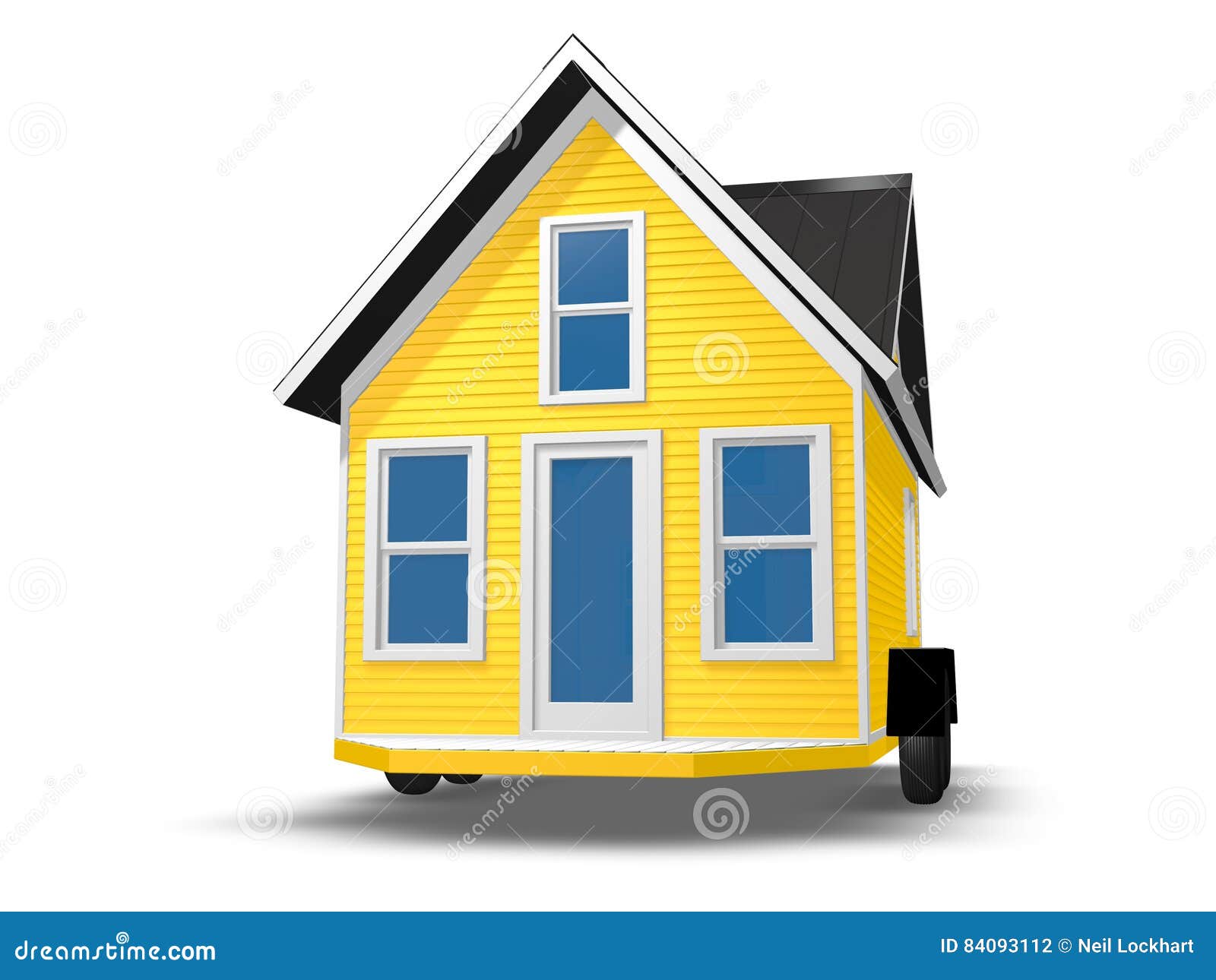3D Rendered Illustration of a Tiny House on a Trailer. Stock ...