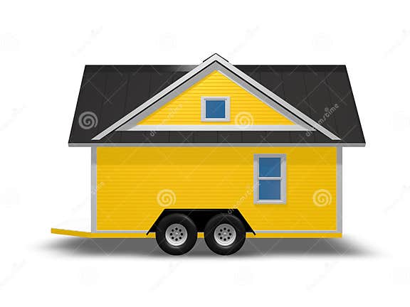 3D Rendered Illustration of a Tiny House on a Trailer. Stock ...
