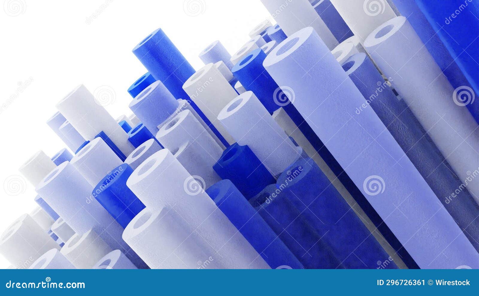 3D Rendered Illustration of White, Blue Tubes on the White Background ...