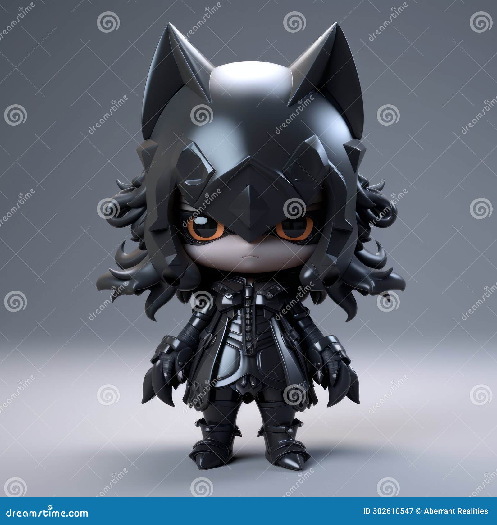 A 3d Rendered Image of a Black Cat Character Stock Illustration ...