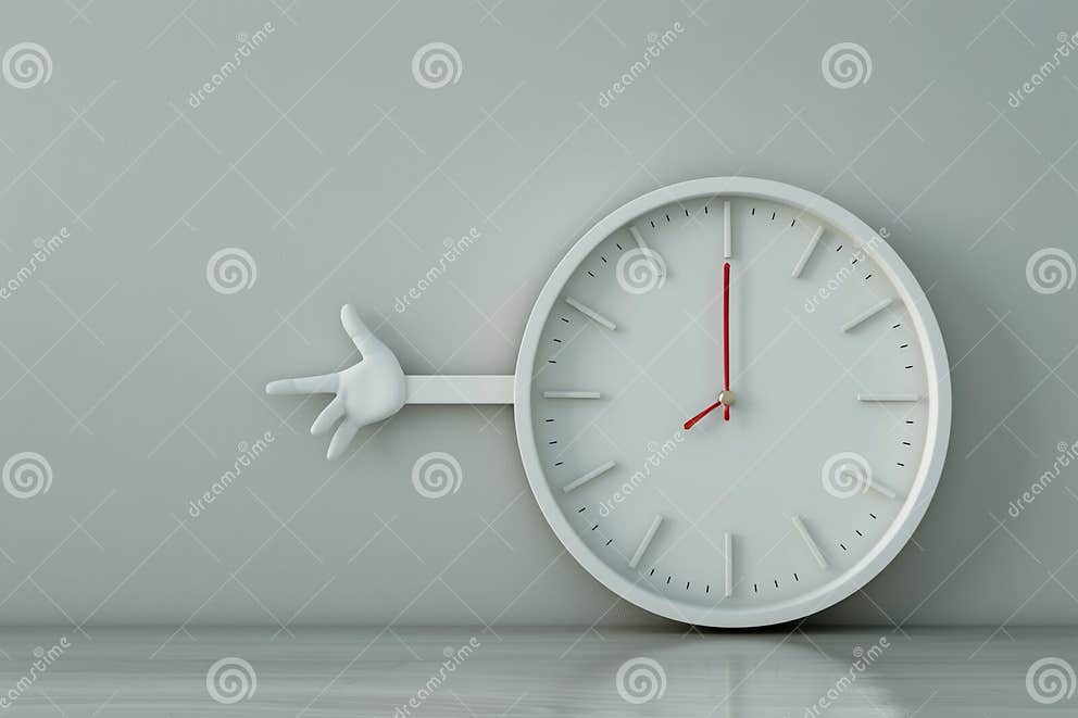 3D Rendered Image of a Clock with One Unique Hand Pointing in a ...