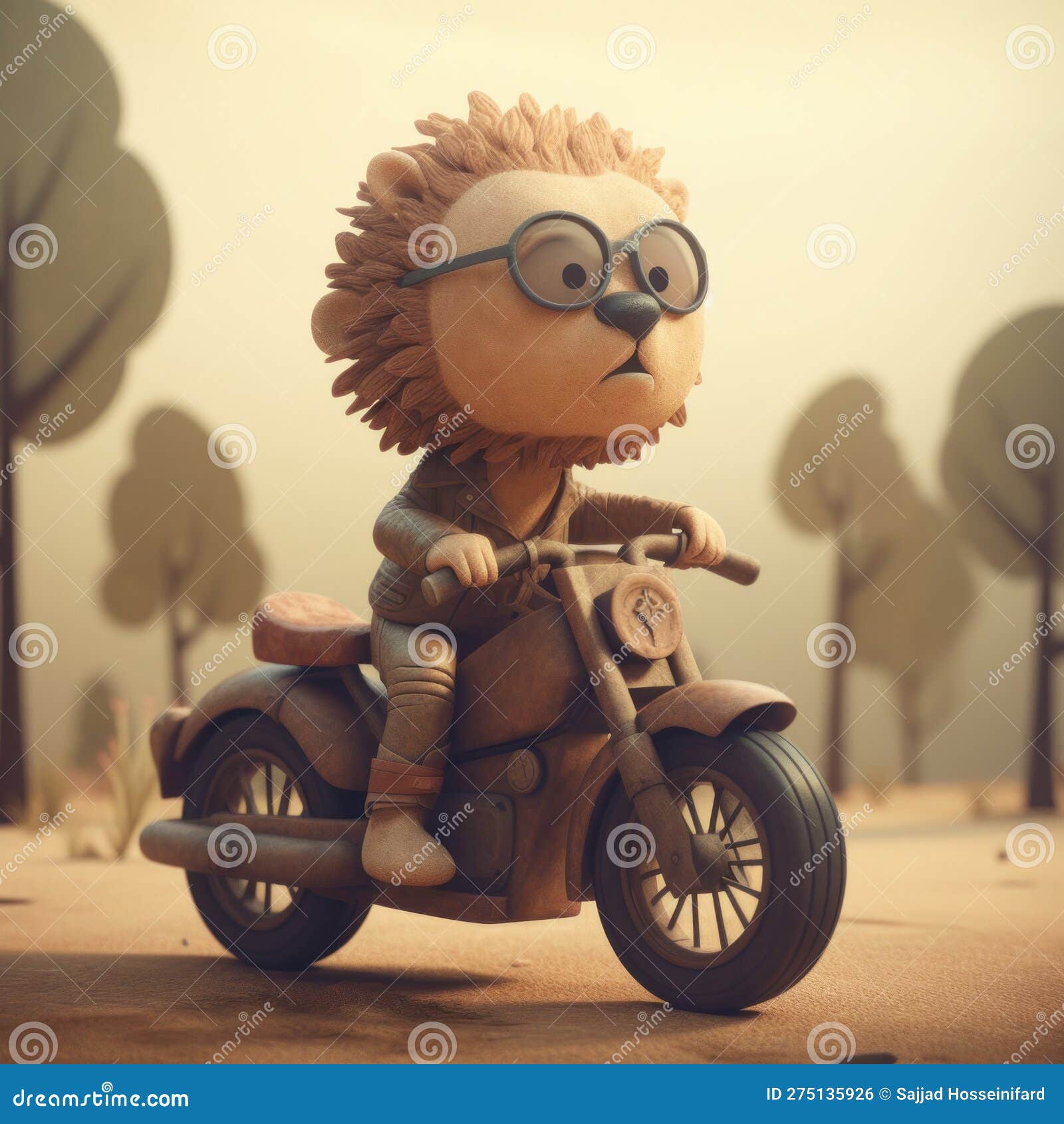 Cute Lion Riding a Motorcycle Stock Illustration - Illustration of ...