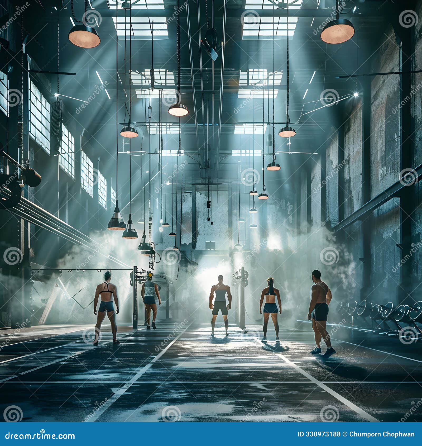 Intense Workout in an Urban Warehouse Gym with Powerful Movements and ...