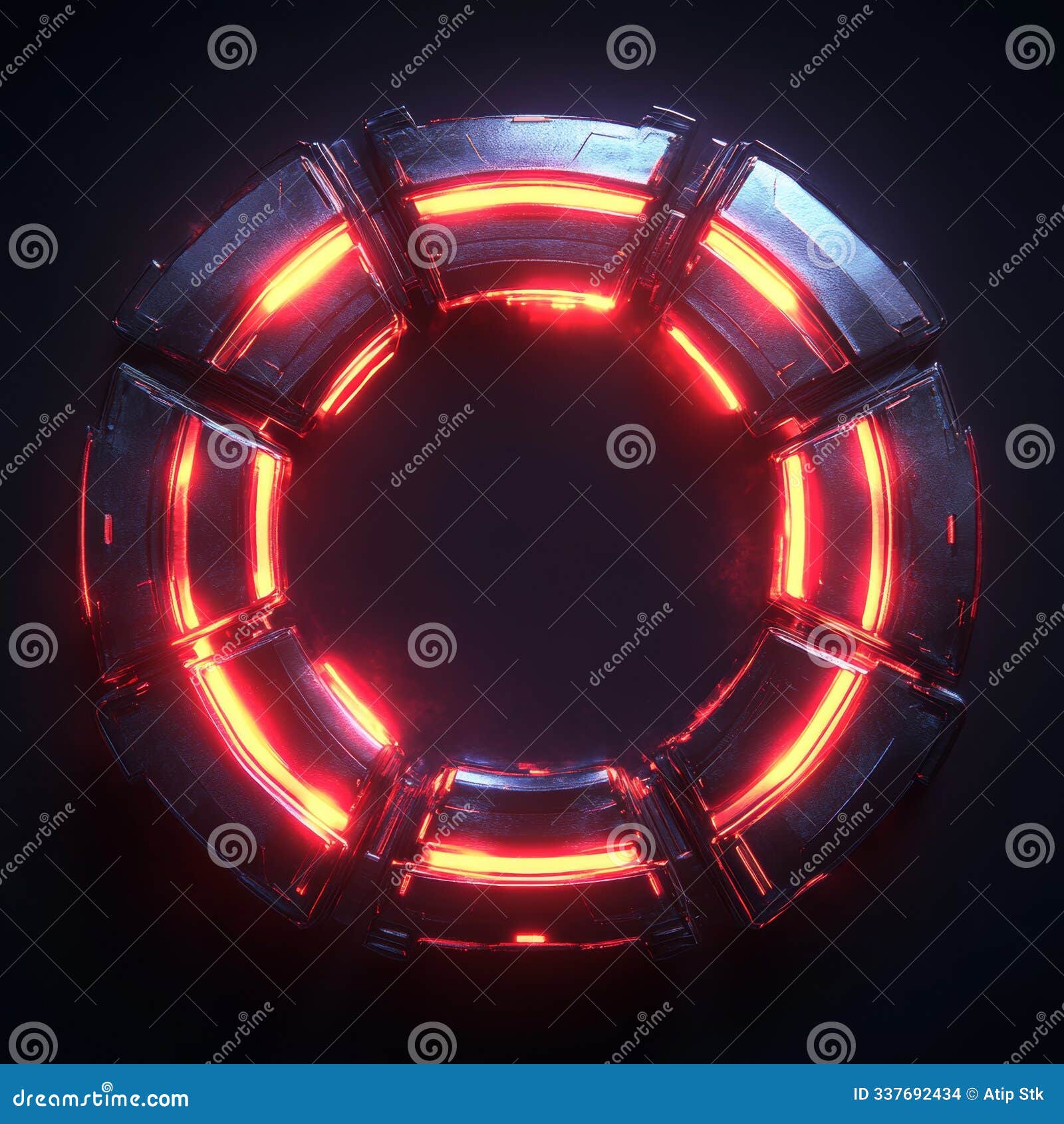 Futuristic Glowing Red Circle Abstract 3D Rendering Stock Photo - Image ...