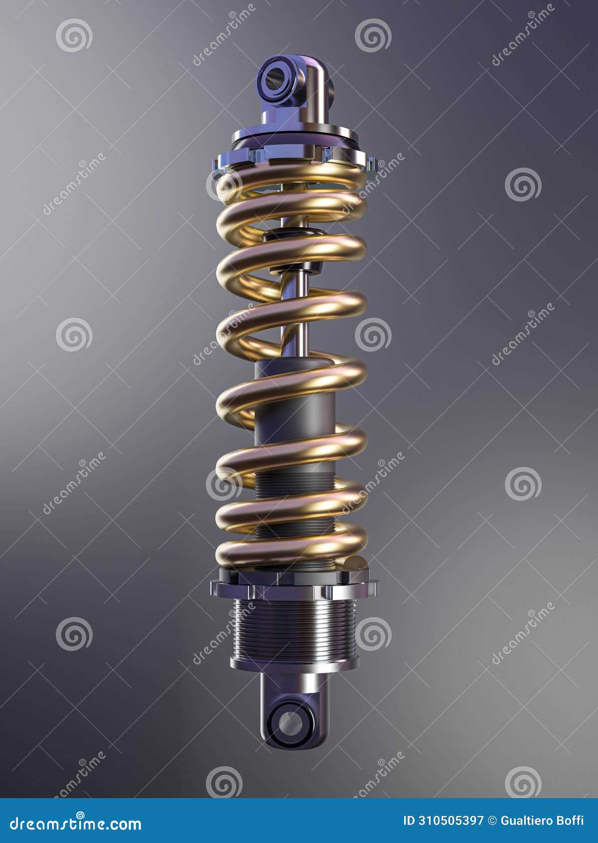 3d Rendered Image of a Modern Vehicle Shock Absorber with Metallic ...
