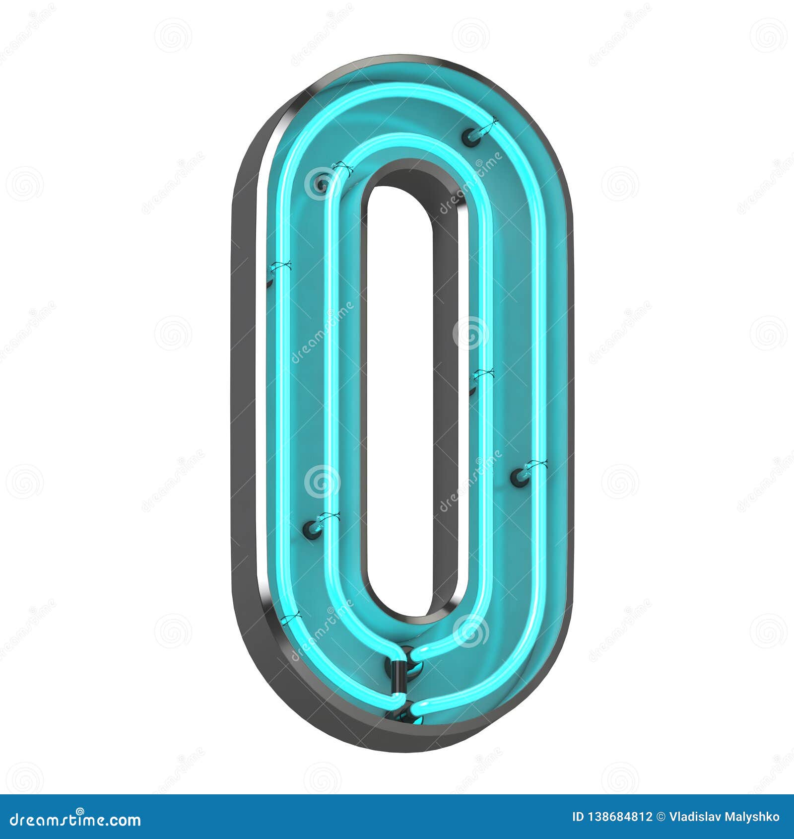 3d neon number zero stock illustration. Illustration of isometry ...