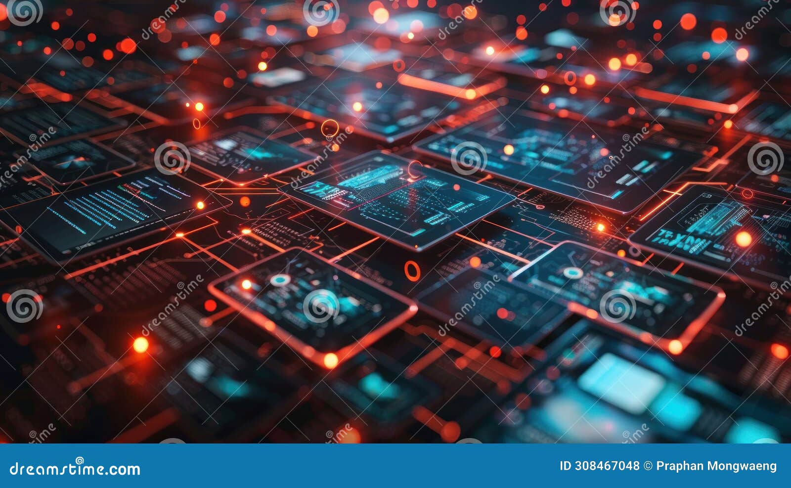 A 3D Rendered Image Showcasing a Sophisticated Digital Circuit Board ...