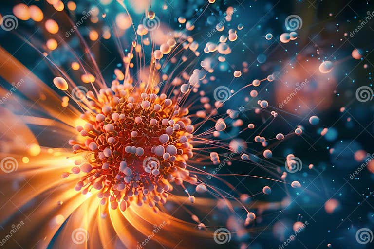 Abstract 3D Render of a Viral Cell Stock Illustration - Illustration of ...
