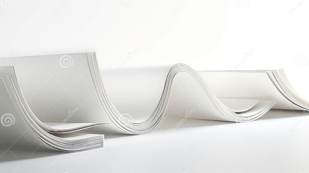 A 3D Rendered Image of a White Paper-like Material that is Folded and ...