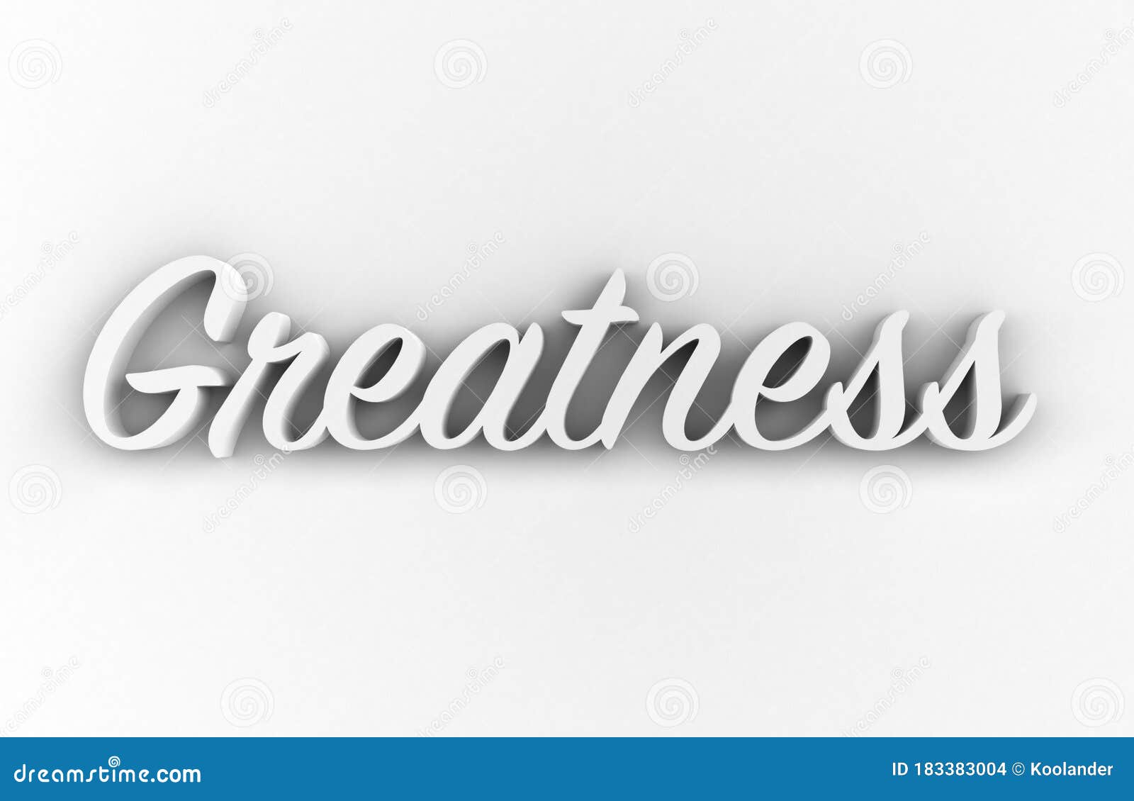 Greatness - White 3D Generated Text Isolated on White Background. Stock ...