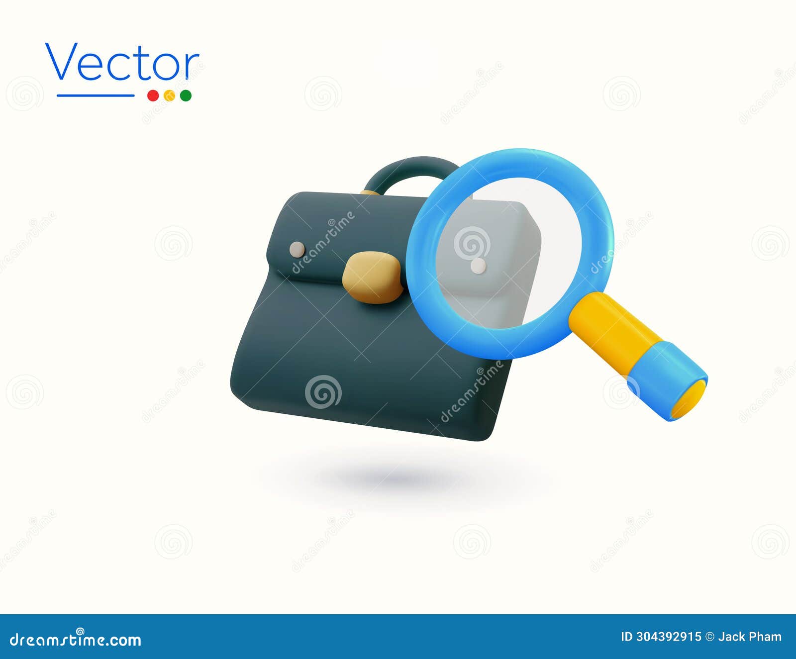 3d Rendered Job Finding, Searching Icon, with Briefcase and Magnifying ...