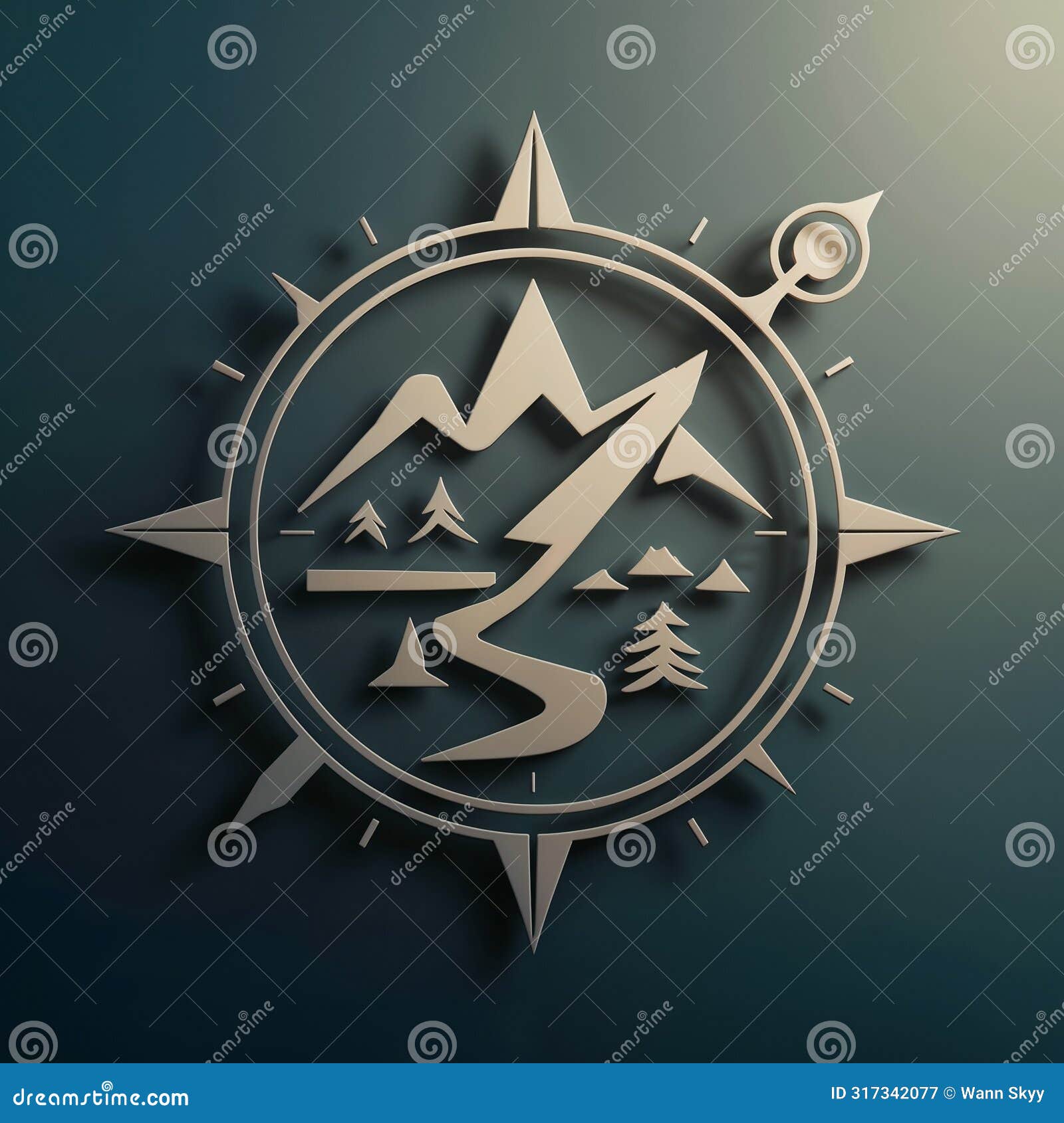 Mountain compas logo 3d stock illustration. Illustration of simple ...