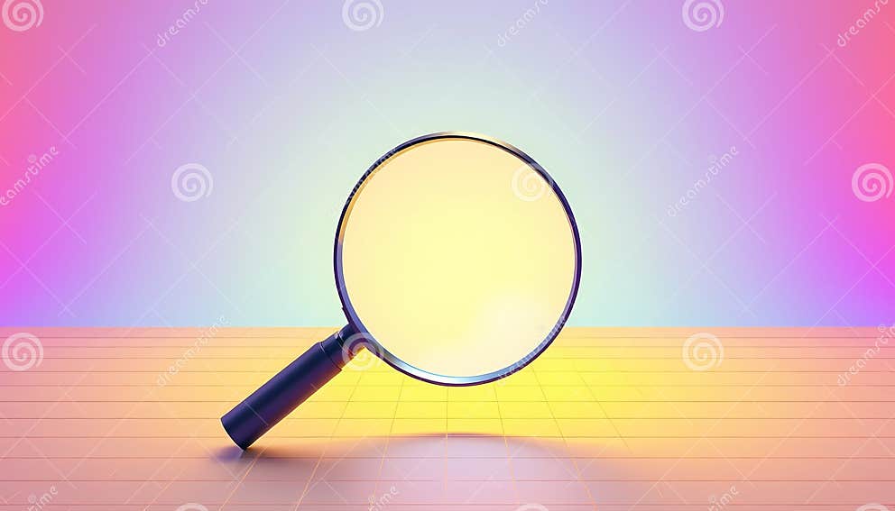 Magnifying Glass Spotlight on Gradient Grid Stock Illustration ...