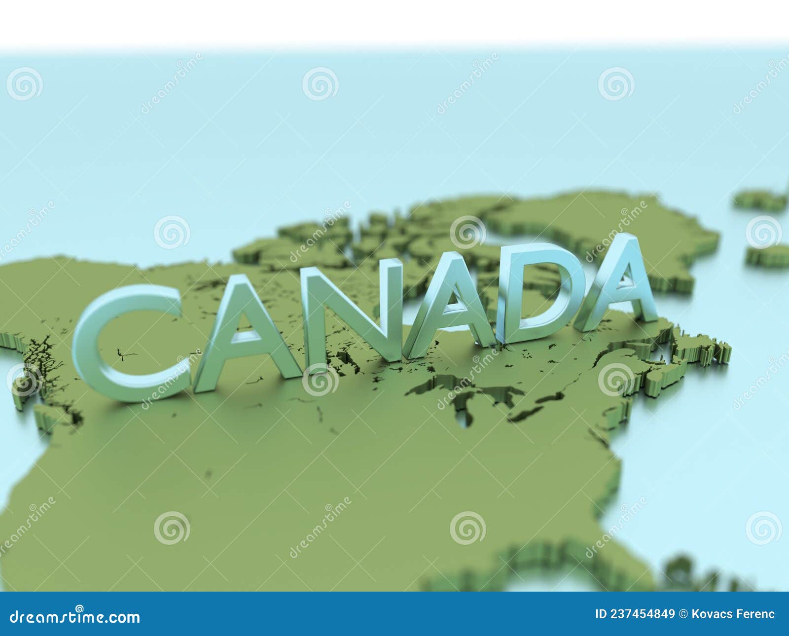 A 3D Rendered Map of Canada Stock Illustration - Illustration of land ...